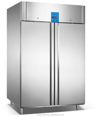 China Commercial Kitchen Freezer Single Temperature Stainless Steel Double Door Refrigerator Air Cooled Refrigerator for sale