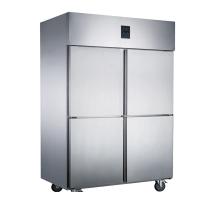 China Commercial Restaurant Kitchen 4-Door Stainless Steel Upright Freezer LED Lighting Easy Cleaning Vertical Refrigeration Equipment for sale