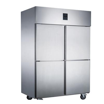 China Commercial Restaurant Kitchen 4-Door Stainless Steel Upright Freezer LED Lighting Easy Cleaning Vertical Refrigeration Equipment for sale