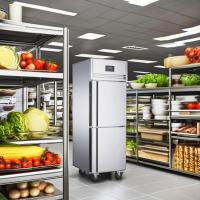 China Commercial Kitchen Restaurant Cooler Stainless Steel Upright Freezer Double Doors LED Light Open-Cooling Display Supermarket for sale