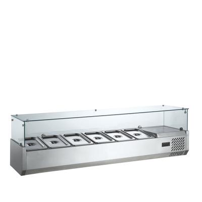 China Electric Glass Top Salad Bar Counter Display Cooler Compressor Refrigerator for Restaurant and Hotel Use for sale