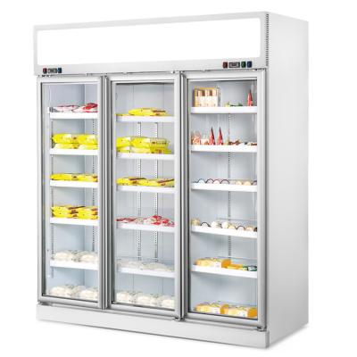 China 1580L Three-Door Top Mounted Glass Door Refrigerated Supermarket Freezer Display Cooler Cooling Store Drink Restaurant for sale