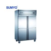 China Commercial Stainless Steel Double Temperature Upright 4 Door Kitchen Refrigerator and Freezer for Fruits and Vegetables for sale
