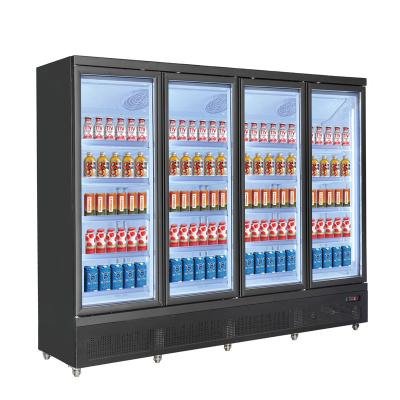 China Four-Door Glass Beverage Display Cooler Supermarket Display Fridge with Cooling Technology for Drinks Storage for sale