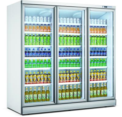 China Factory Price Commercial 3 Door Chiller for Supermarket Glass Door Fridge Beverages Display Cooler for sale
