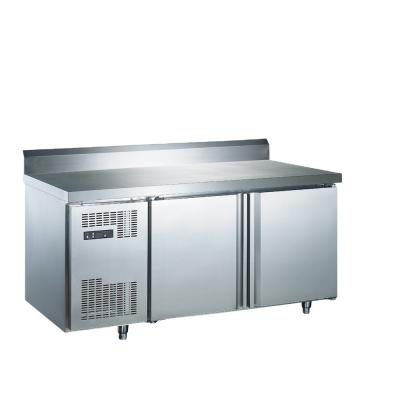 China Two Door High Quality Industrial Table Refrigerator Commercial Upright Freezer with LED Light Workbench Kitchen Restaurant Use for sale