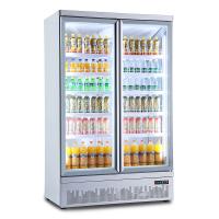 China Supermarket Commercial High Plug in Upright Glass Door Air Cooled Cold Energy Drink Beverage Display Refrigerator Freezer for sale