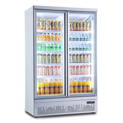China Supermarket Commercial High Plug in Upright Glass Door Air Cooled Cold Energy Drink Beverage Display Refrigerator Freezer for sale