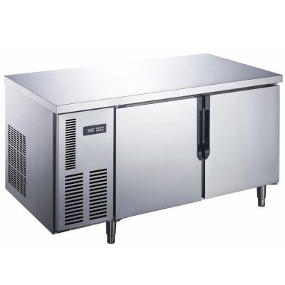 China Commercial Kitchen Stainless Steel Table Top Freezer Refrigerator 2-Door Trayunder Counter Refrigerator Freezer for sale