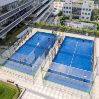 China LDK2019-3D Padel Court 20m x 10m with 12mm Tempered Glass and Steel Mesh Construction for sale