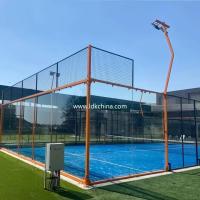 China Customizable Roofed Padel Court 12mm Tempered Glass 4.0mm Steel Mesh All Weather for sale