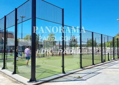 China 12mm Tempered Glass Padel Court Full-View Wall System 20m x 10m Customizable for sale