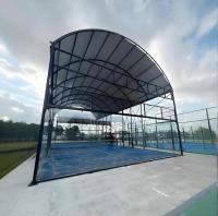 China LDK2025-2 Motorized Retractable Padel Court Canopy - 20m x 10m Aluminum Frame with 12mm Tempered Glass for sale