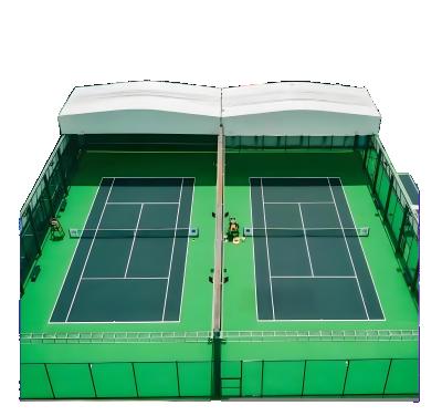 China LDK2025-2 Motorized Retractable Padel Court Canopy - 20m x 10m Aluminum Frame with 12mm Tempered Glass for sale