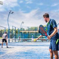 China Custom Outdoor Padel Court 20m x 10m Professional Competition Paddle Tennis Court with 12mm Tempered Glass for sale
