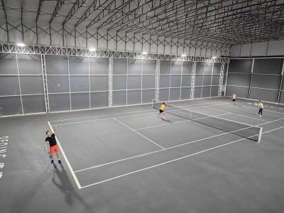 China LDK Panoramic Portable Padel Court 10x20m with Roof 12mm Tempered Glass Outdoor Waterproof for sale