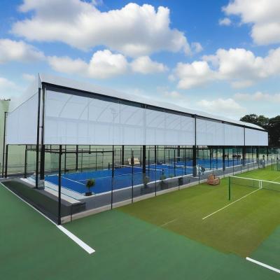 China Outdoor Standard Paddle Tennis Court 20x10m with Removable Roof 12mm Glass for sale