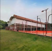 China PVDF Canopy Aluminum Frame Roofed Padel Court 20m x 10m with 12mm Tempered Glass and 4.0mm Steel Mesh for sale