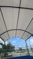 China Premium Covered Padel Tennis Court 20m x 10m with 12mm Tempered Glass Roof Structure for sale