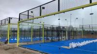 China Full-Circle Padel Tennis Court 20m x 10m Safety Tempered Glass 12mm Panel Construction for sale