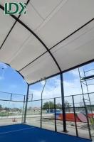 China Heavy Duty Covered Padel Court 20x10m with Level 13 Typhoon Resistance and Galvanized Steel Roof Structure for sale