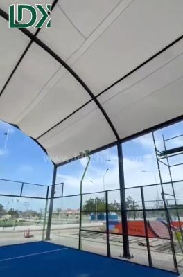 China Heavy Duty Covered Padel Court 20x10m with Level 13 Typhoon Resistance and Galvanized Steel Roof Structure for sale