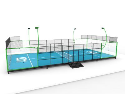 China Customized Size Padel Court 20x10m Portable Indoor Outdoor Panoramic Design with Base for sale