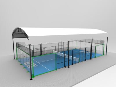 China Panoramic Anti-Heating Padel Tennis Court Roof Cover with 12mm Tempered Glass and 20x10m Standard Size for sale