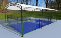 China Custom Steel Frame Padel Court Roof 20m x 10m Panoramic Cancha Paddel Sport Field Roof for sale