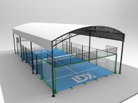 China Custom Steel Frame Padel Court Roof 20m x 10m Panoramic Cancha Paddel Sport Field Roof for sale