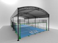 China Custom Steel Frame Padel Court Roof 20m x 10m Panoramic Cancha Paddel Sport Field Roof for sale