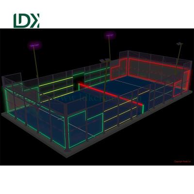 China Sustainable Glowing Padel Court 20x10m Recyclable Structure High-Efficiency LED Eco-Friendly for sale