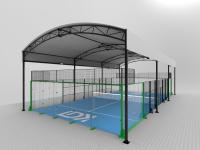 China Motorized Retractable Padel Court Tent 20m x 10m UV-Resistant PVC Fabric Aluminum Frame for sale