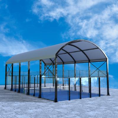 China All-Weather Padel Court with Roof 20m x 10m Galvanized Steel Structure for sale