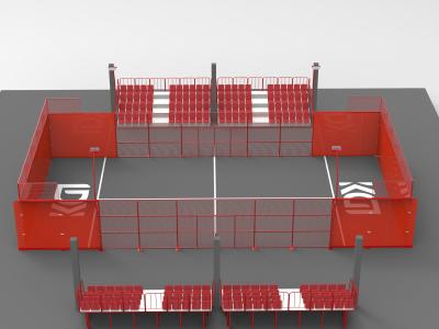 China Outdoor Padel Court 20m x 10m with 12mm Tempered Glass and Spectator Seating for sale
