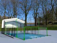 China Large Span Professional Padel Pickleball Court Tent A Frame Structure PVC PVDF Cover 20m x 10m for sale