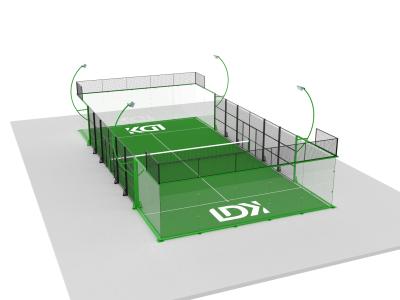 China Panoramic Padel Court 20m x 10m Outdoor with 12mm Tempered Glass for Sports Clubs for sale