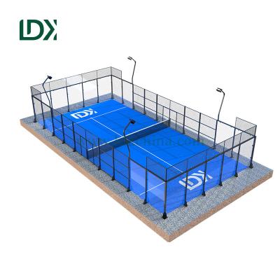China Custom Outdoor Padel Court 20m x 10m Professional Competition Paddle Tennis Court with 12mm Tempered Glass for sale