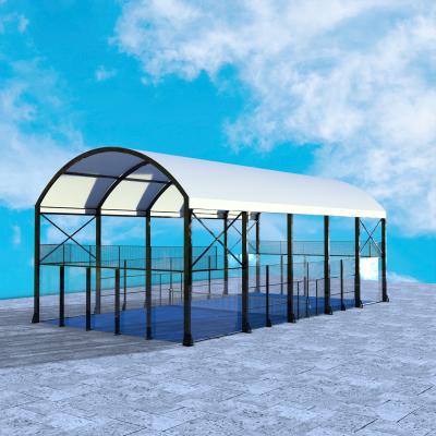 China Waterproof Panoramic Padel Court Canopy 20m x 10m Independent Roof Structure Outdoor Sport Court for sale