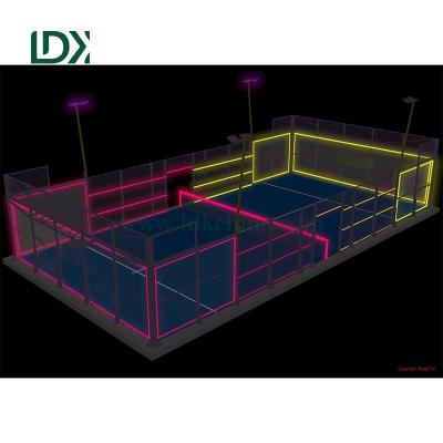 China Factory Direct Padel Court 20m x 10m with 12mm Tempered Glass and LED Light Strip for sale