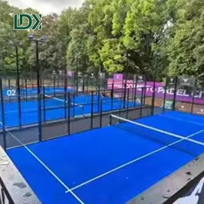 China Panoramic Padel Court 20m x 10m with 12mm Tempered Glass Heavy Duty Steel Construction for sale
