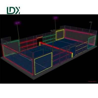 China 20m x 10m LED Padel Court with 12mm Tempered Glass and CE Certification for sale
