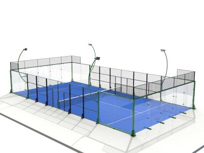 China Panoramic Glass Padel Court 20m x 10m with 12mm Tempered Glass for Clubs for sale