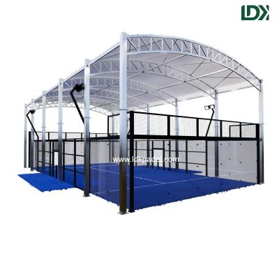 China Outdoor Padel Court with Roof 20m x 10m All-Weather 12mm Tempered Glass CE Certified for sale