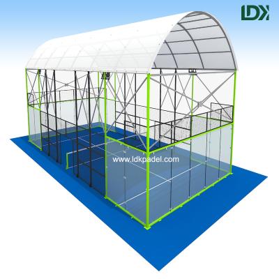 China Panoramic Glass Padel Court with Roof 20m x 10m CE Certified Professional Facility for sale