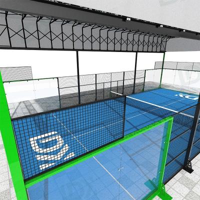 China Luxury Panoramic Padel Tennis Court with Automatic Roof System for sale