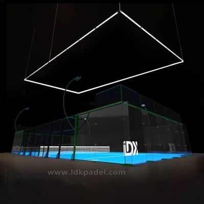 China Indoor Panoramic Padel Court Manufacturer | Professional Glass Padel Court with LED Lighting System for sale