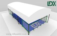 China Panoramic Glass Padel Court with Split Canopy & 2m Side Curtains for sale