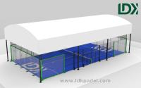 China Panoramic Glass Padel Court with Split Canopy & 2m Side Curtains for sale