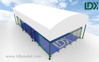 China Panoramic Glass Padel Court with Split Canopy & 2m Side Curtains for sale